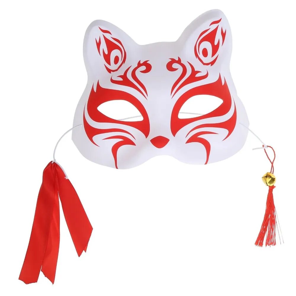 Лисья полумаска на половину лица Японские маски Кабуки Кицунэ для мужчин женщин и детей