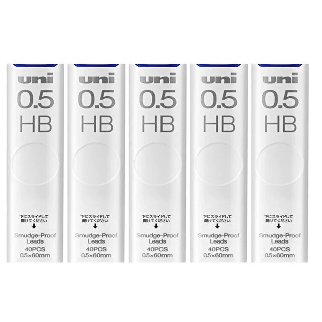 Карандаш механический Uni 0.5 HB, 5 шт.