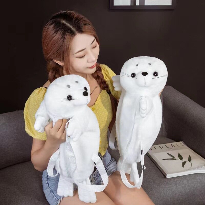 Новый милый рюкзак в виде присевшего тюленя, мультяшный плюшевый рюкзак для детей и девочек.