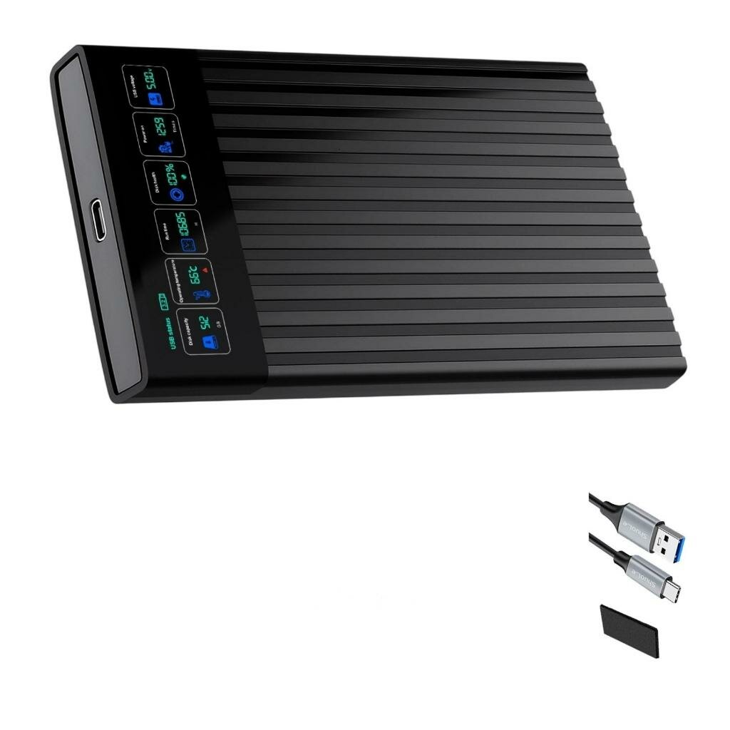 Многоканальный 2.5" SATA HDD-бокс с USB 3.2 и дисплеем, USB-порт А