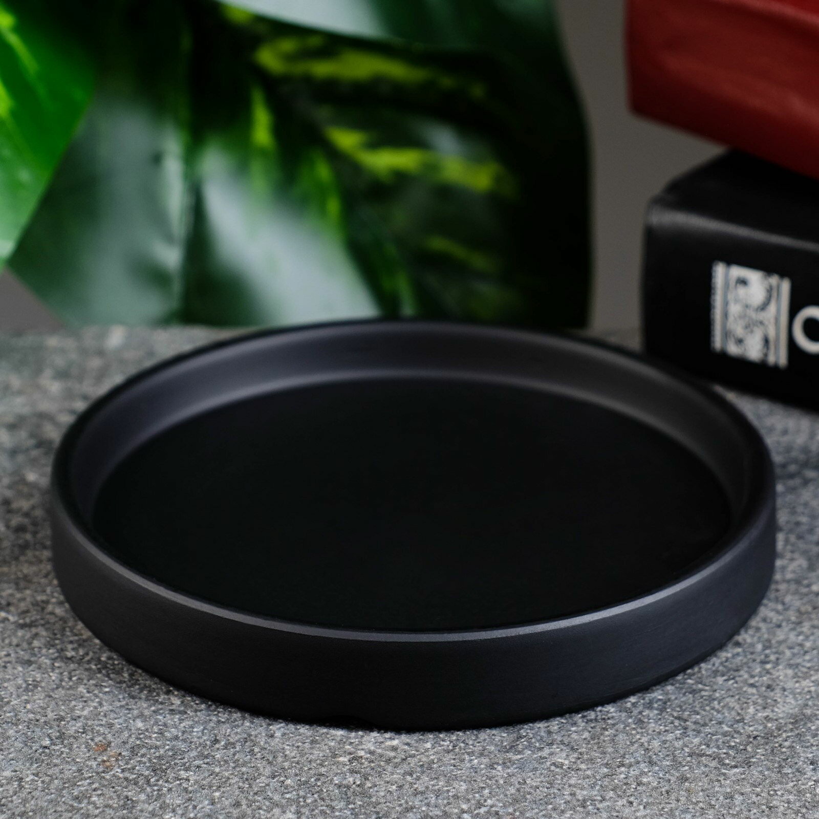 Поддон для цветочных горшков, до 10.5 см, d=12 см, керамический, чёрный