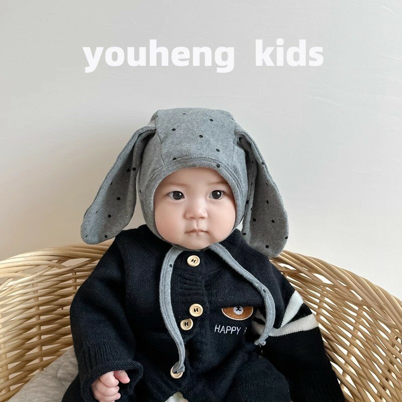 Детская мультяшная шапка с ушками кролика для весны и осени, супер милая шапка для мальчиков и девочек 3-6 месяцев, осенняя и зимняя шапка Баотоу