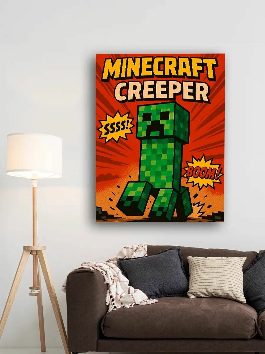 Постеры на стену для интерьера Minecraft Крипер, плакат 1шт, А2 размер. — фото 1