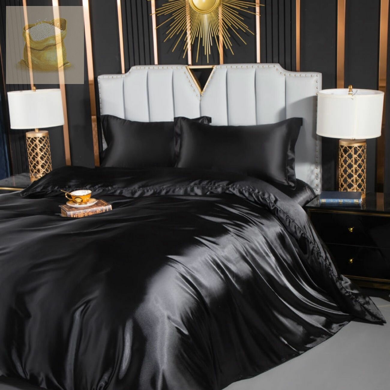 Комплект постельного белья, Натуральный шелк, Двуспальный, наволочки 50x75