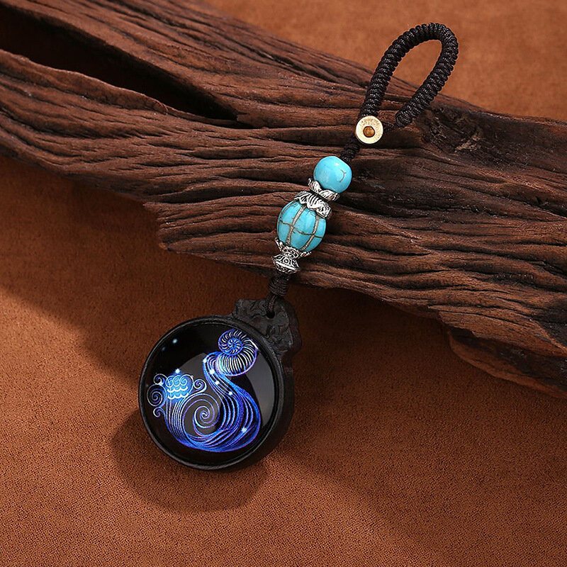 Двенадцать созвездий, карта для автобуса из эбенового дерева, NFC, брелок для ключей, подвеска для телефона, контроль доступа CUID, креативный орнамент в китайском стиле