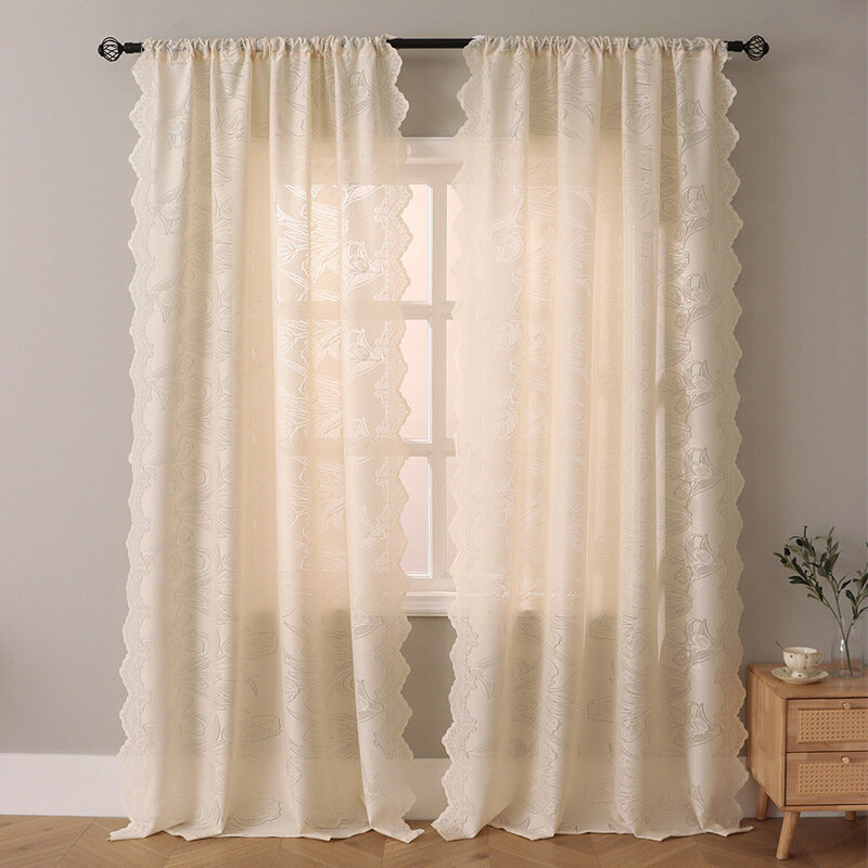 Современные кремовые шторы в стиле минимализм для гостиной и спальни, кружевные занавески из тюля, жаккардовые