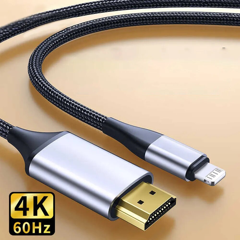 Кабель для подключения периферийных устройств Apple Lightning/HDMI, 2 м, черный матовый