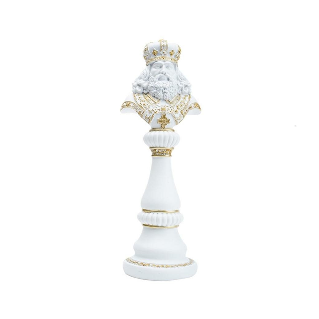 Шахматная фигура королева/король/конь, черная/белая, из смолы, Белый - король