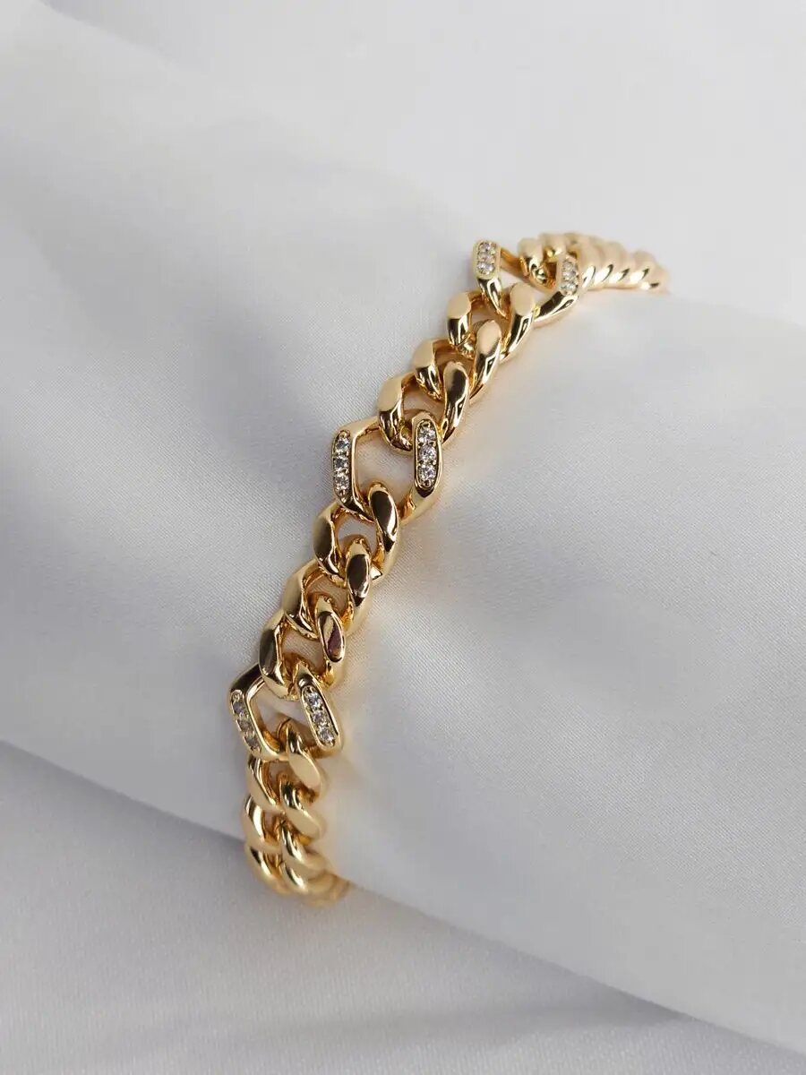 Браслет-цепочка, циркон синтетический, искусственный камень