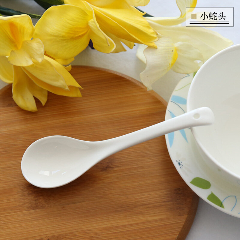 Столовые приборы из костяного фарфора Таншань, маленькая ложка, суповая ложка, керамическая ложка, маленькая ложка, маленькая суповая ложка, маленькая ма ге - чисто белый