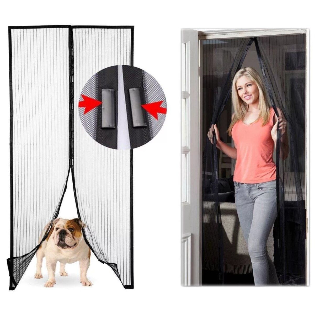 Москитная сетка GE-DS01, на дверь, 2шт, на липучках, синяя, 50x220 см, цвет может отличаться от фото