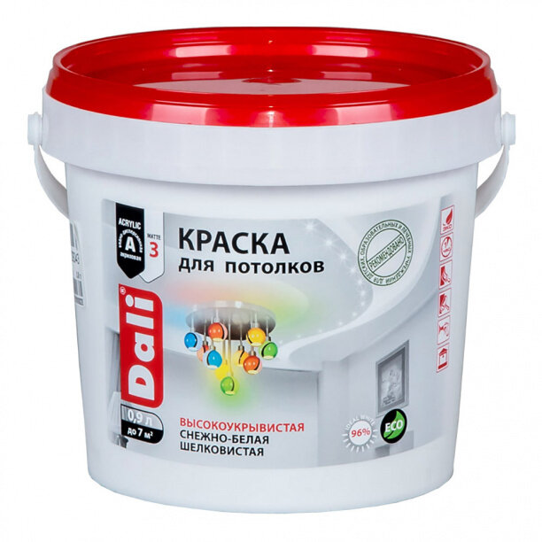 Краска для потолков акриловая Dali Professional белая 0,9 л