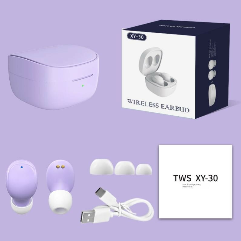 XY-30 беспроводные наушники Bluetooth TWS истинная стерео-связь, Bluetooth 5.3, мини-сенсорное управление, фиолетовый