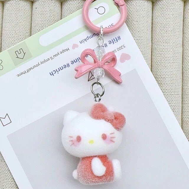 Милый брелок Hello Kitty с бархатным покрытием в виде кошки, подвеска для рюкзака девочки, подарок на День святого Валентина.