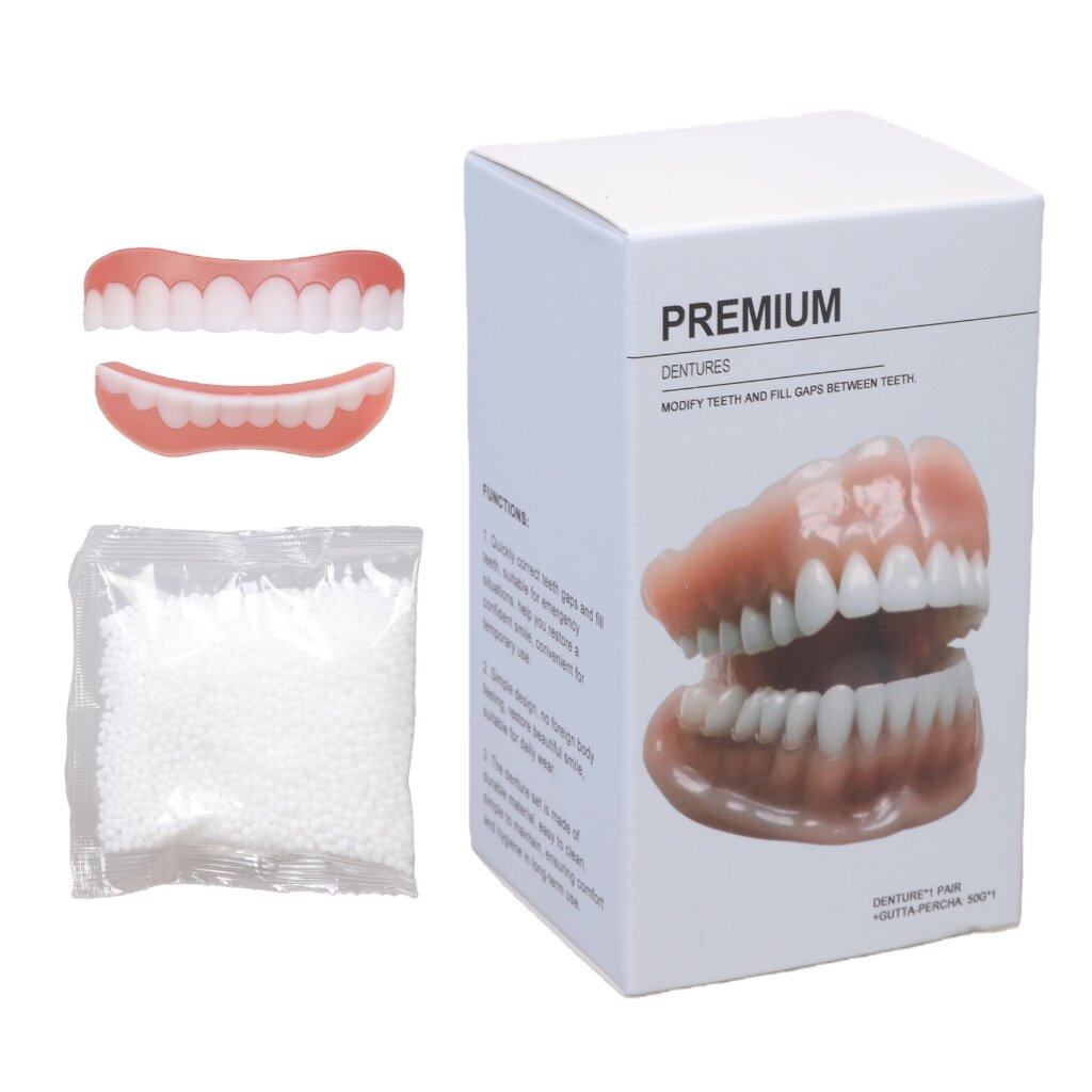 Набор зубных Протезов Silicone Relines Набор Зубных Протезов Мягкий Набор Зубных Протезов Простой в использовании Набор Верхних и Нижних Зубов для Женщин Мужчин