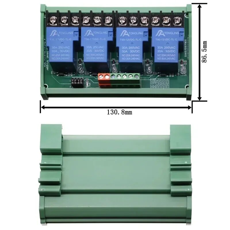 2-канальный релейный модуль 30А с изоляцией оптрона 5-24В 5V, 4Way with Guide Rail