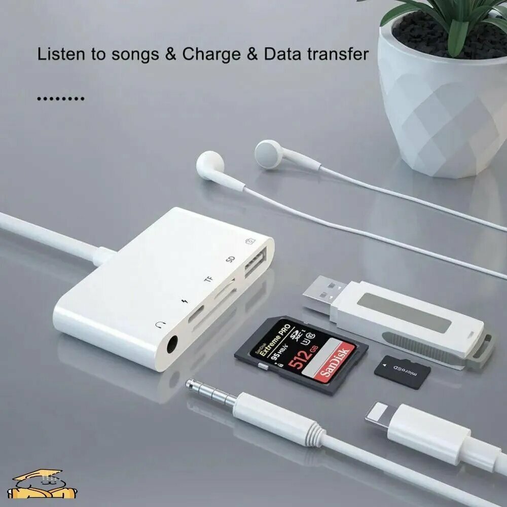 Lightning iPhone to USB 3.0 OTG Camera Adapter/Cable Cord with Charger Lightning iPad to SD/TF Card Reader Поддержка 3,5 мм AUX Audio