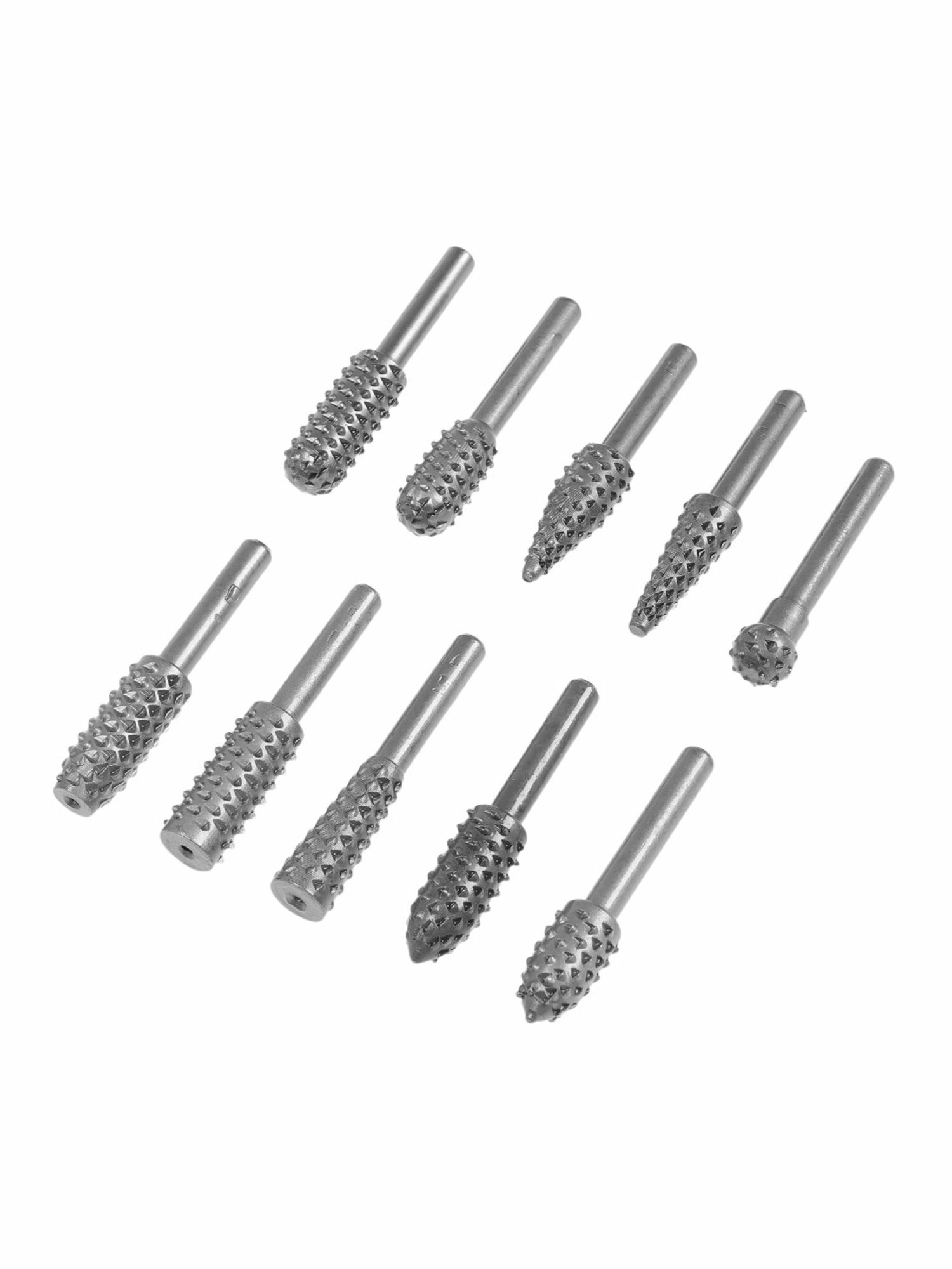 Набор шарошек по дереву диаметр хвостовика 6 мм, 10 шт, вид: шарошка