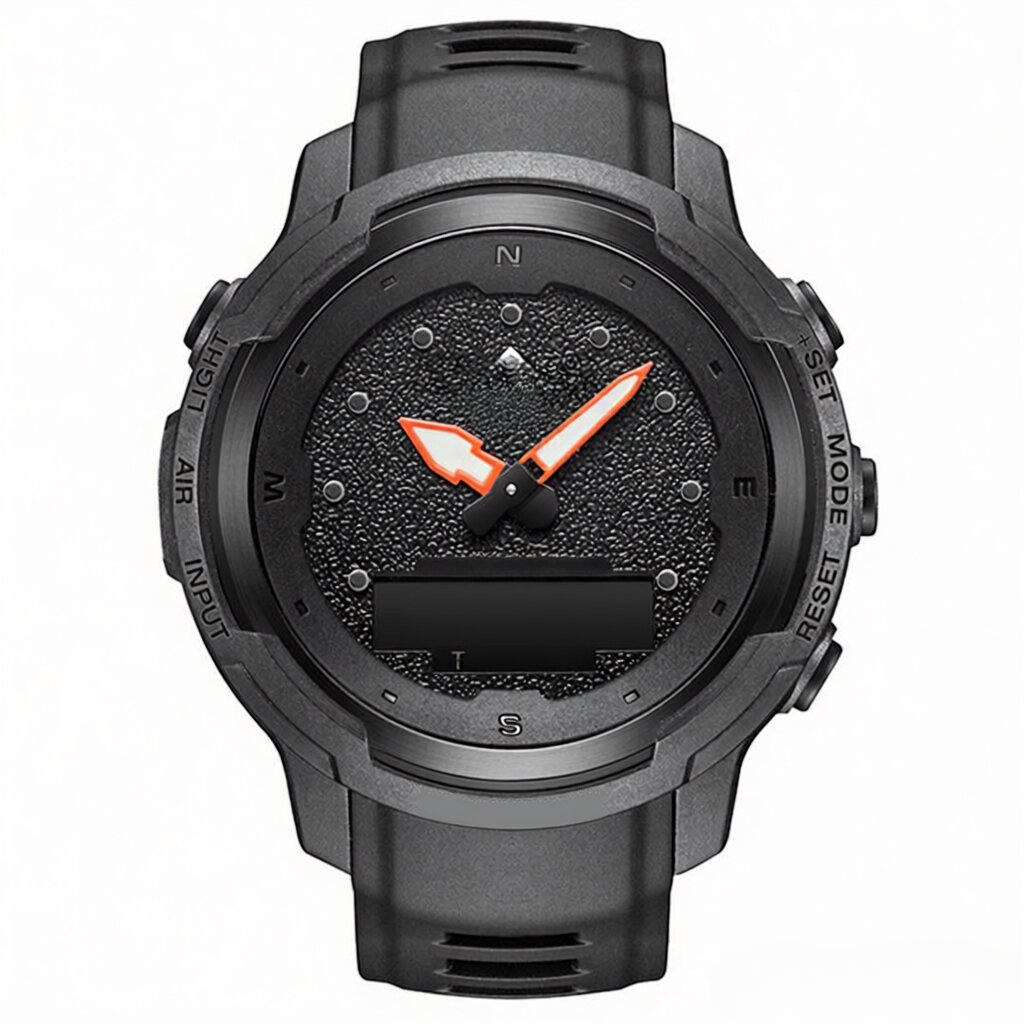 Наручные часы для мужчин для активного отдыха из углеродного волокна с компасом, высотомером, барометром, термометром и будильником, водонепроницаемость 50 м, размер 4,8*1,6 см, ширина ремня 2,3 см, длина ремня 26 см, вес 74 г, комплект: 1 часы