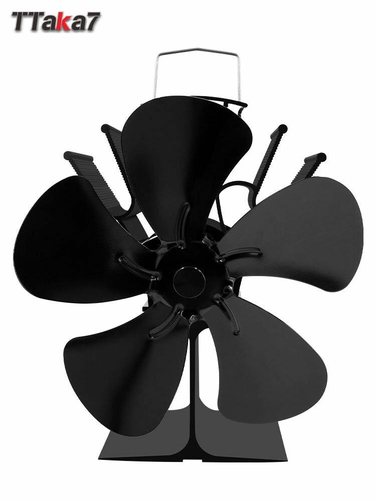 5-листовой термодинамический вентилятор для камина, бесшумный без электричества, бытовой камин / походная печь для отвода тепла, термометр опционально