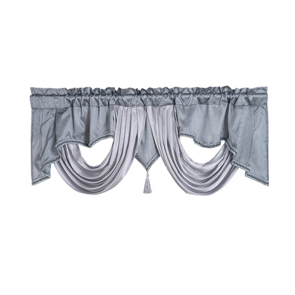 Волнистая занавеска для головной части окна, драпировочная занавеска-серый