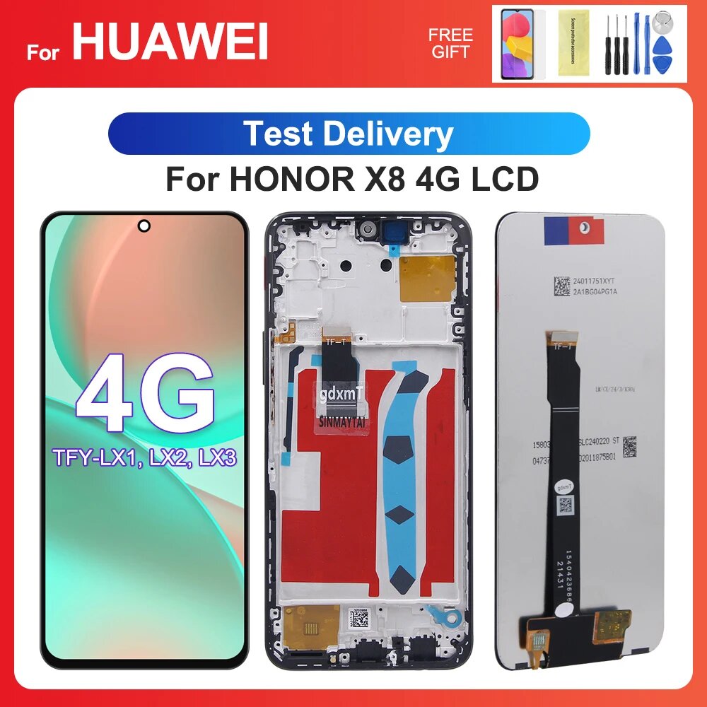 Для Honor X8 4G 6,7 'OEM для Honor X8 2022 TFY-LX1 LX2 LX3 ЖК-дисплей с цифровым Black With Frame