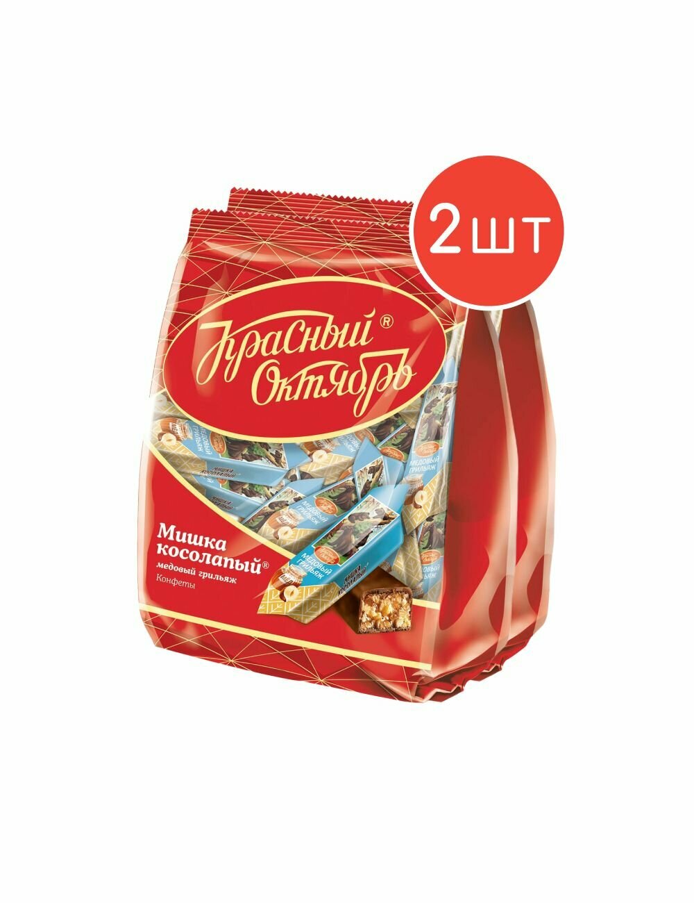 Конфеты Красный Октябрь Мишка Косолапый Медовый грильяж 200г 2шт