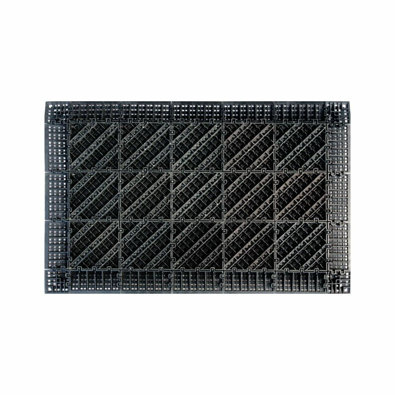 Черный нескользящий коврик для двери с щеточными щетками, 15x15x2.5 см, для улицы и входа