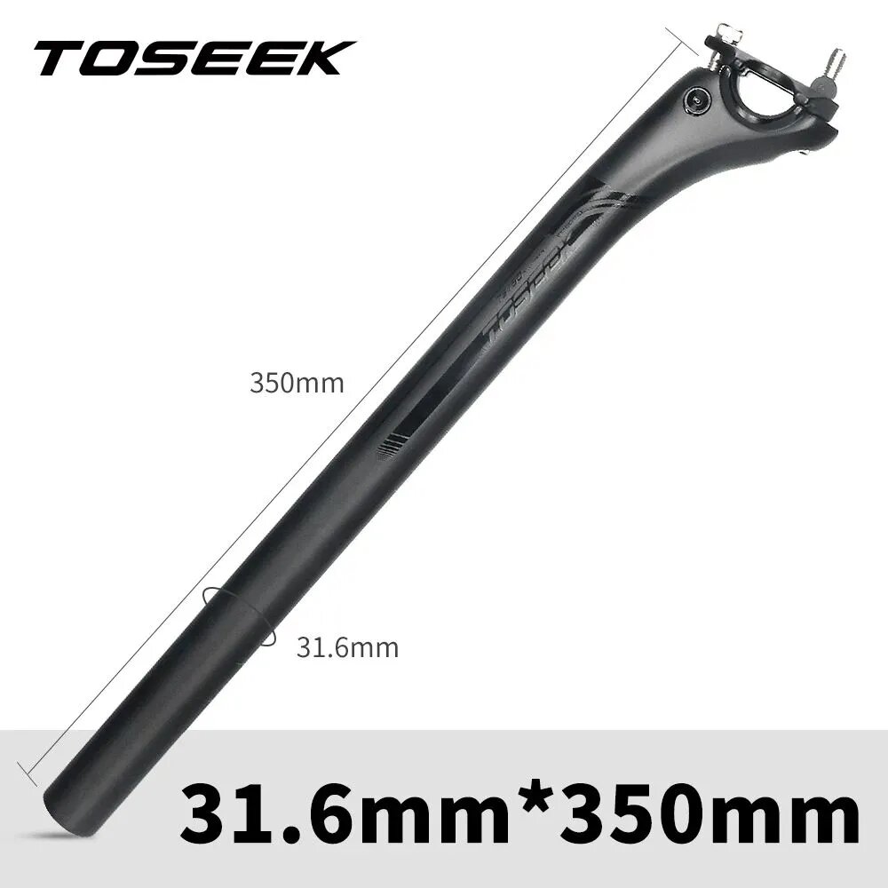 Подседельный штырь для шоссейного велосипеда TOSEEK 27.2 30.8 31.6 мм, матово-черный, полностью карбоновый