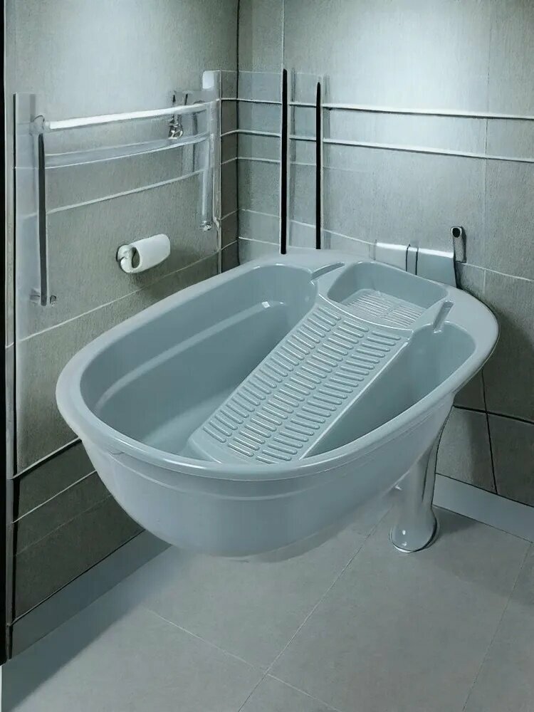 Пластиковый таз для стирки с встроенной стиральной доской, большой объем