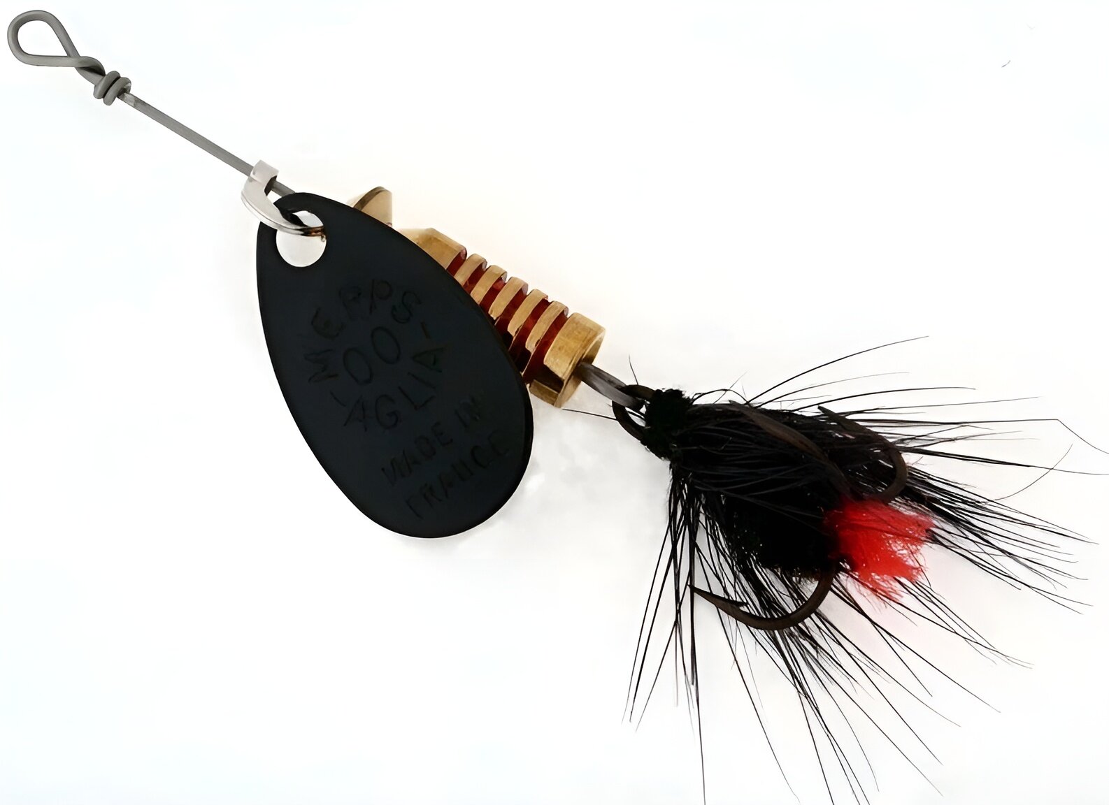 Блесна вращающаяся Mepps "AGLIA MOUCHE", №00, Black/Black fly, 1 шт.