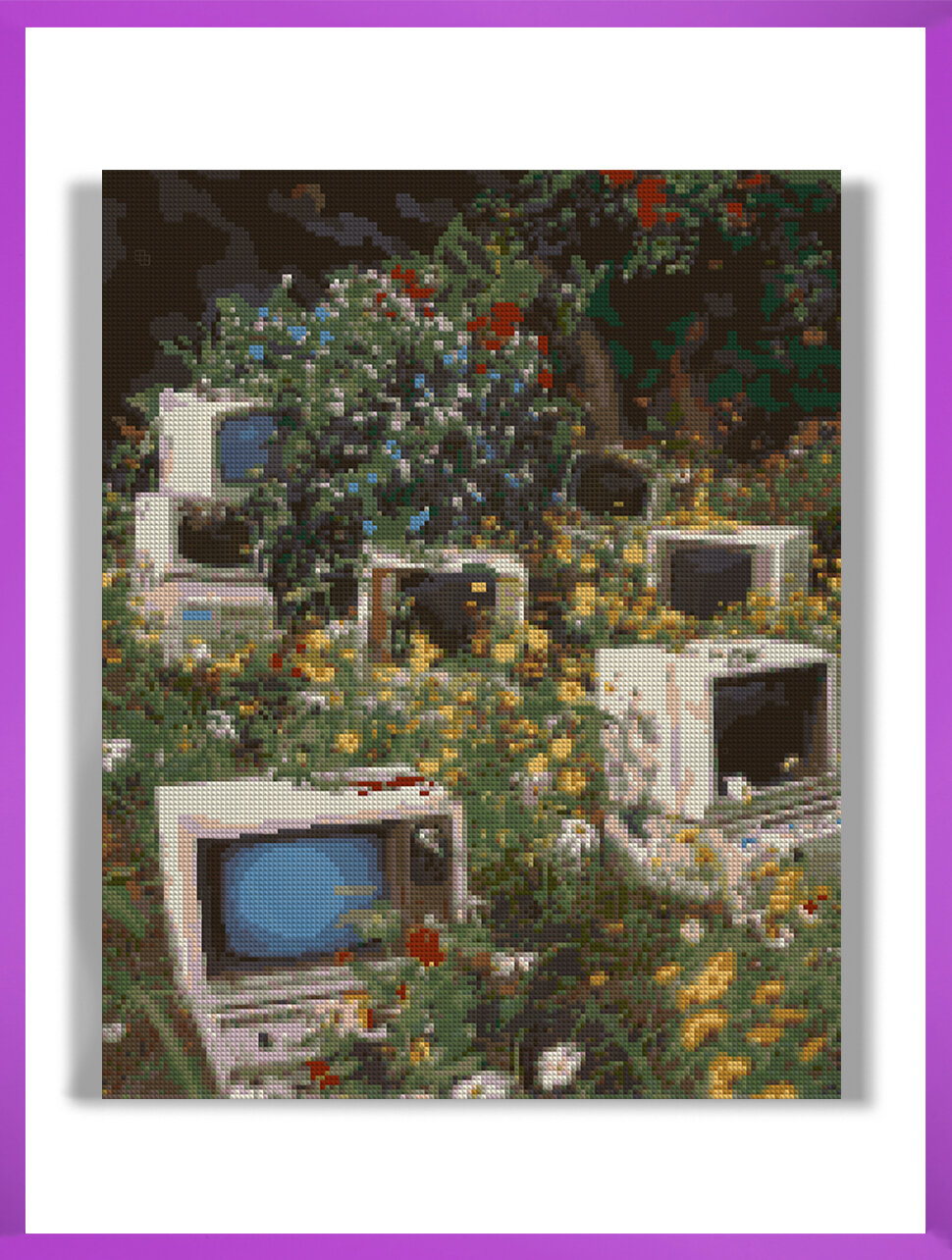 Алмазная мозаика на подрамнике - вышивка - Телевизоры в цветах 40 х 50 см