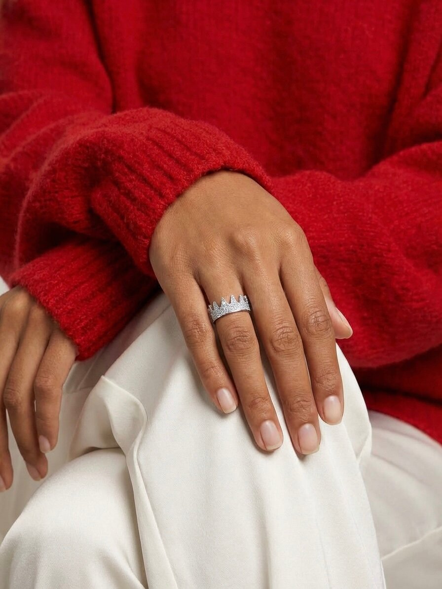 Кольцо широкое, серебро, 925 проба, фианит