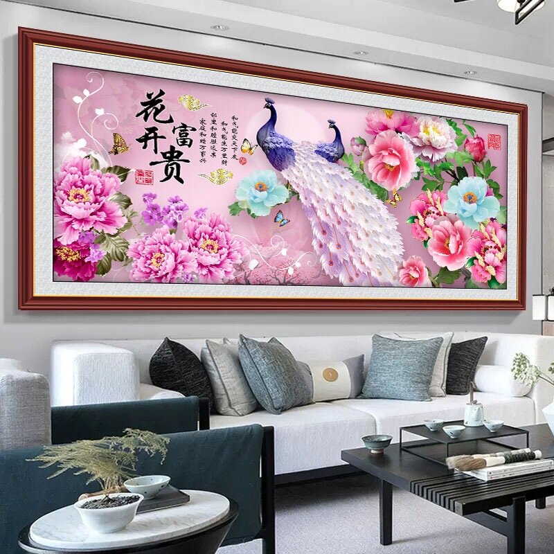 2025 Декоративная картина для стены за диваном, новая китайская стильная пейзажная живопись, текущая вода приносит богатство, самоклеящаяся обои-наклейка, мурал