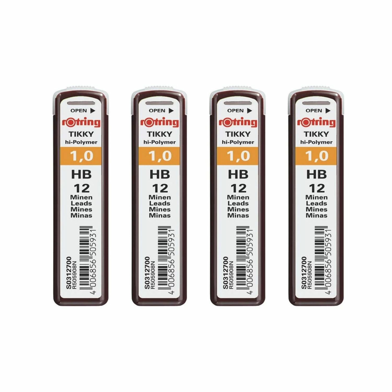 Rotring Грифель для карандаша 1 мм, твердость: HB (Твердо-мягкий), 4 шт.