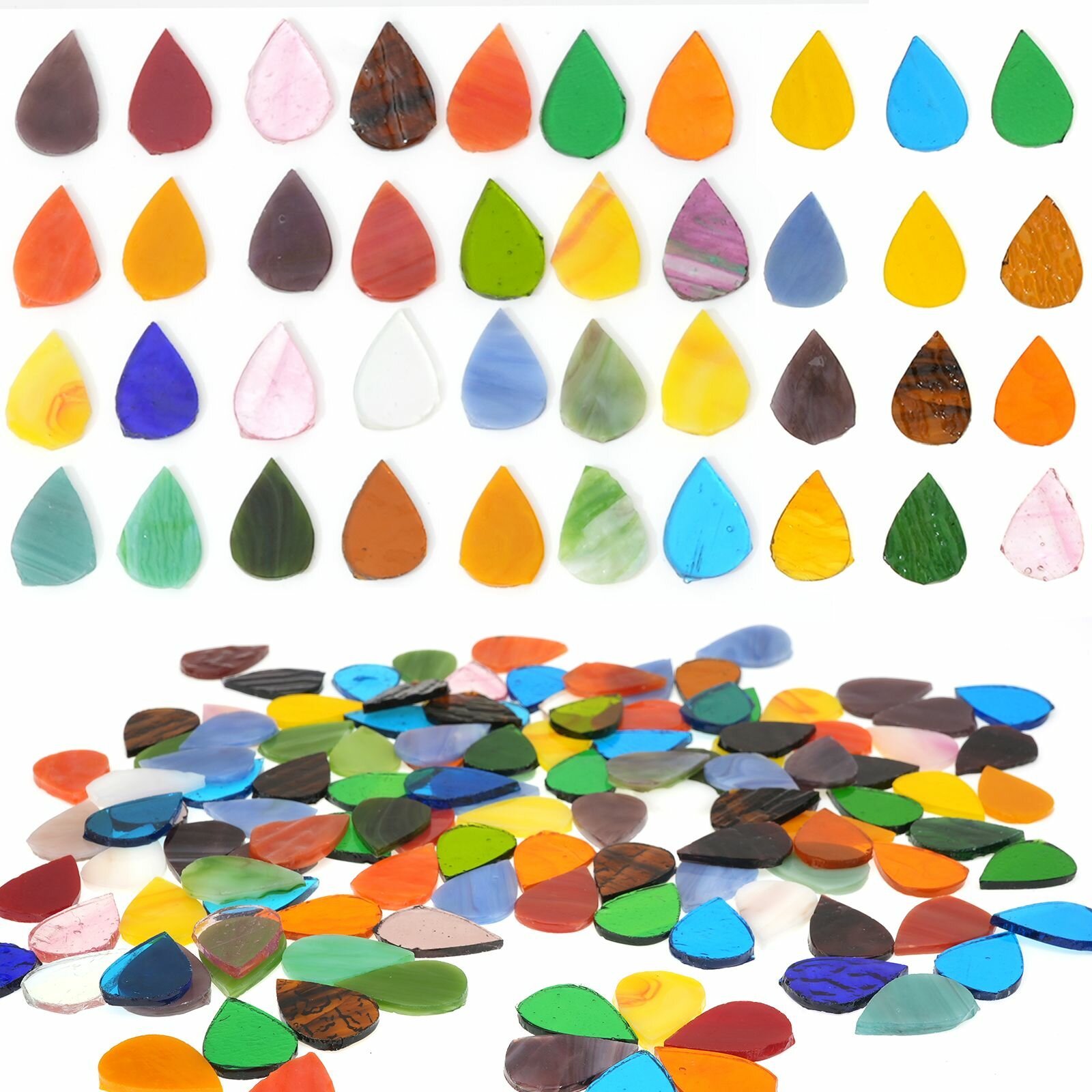 Набор витражного стекла 40 фрагментов формы лепестка Мозаика Стекло