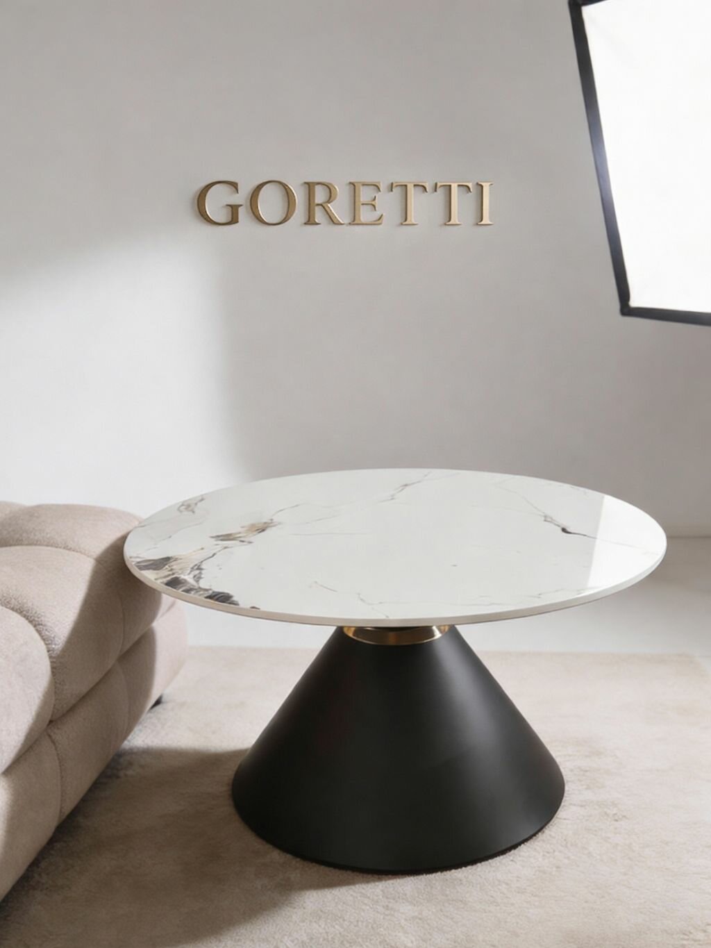 Керамический столик HALMAR GORETTI белый мрамор/черный