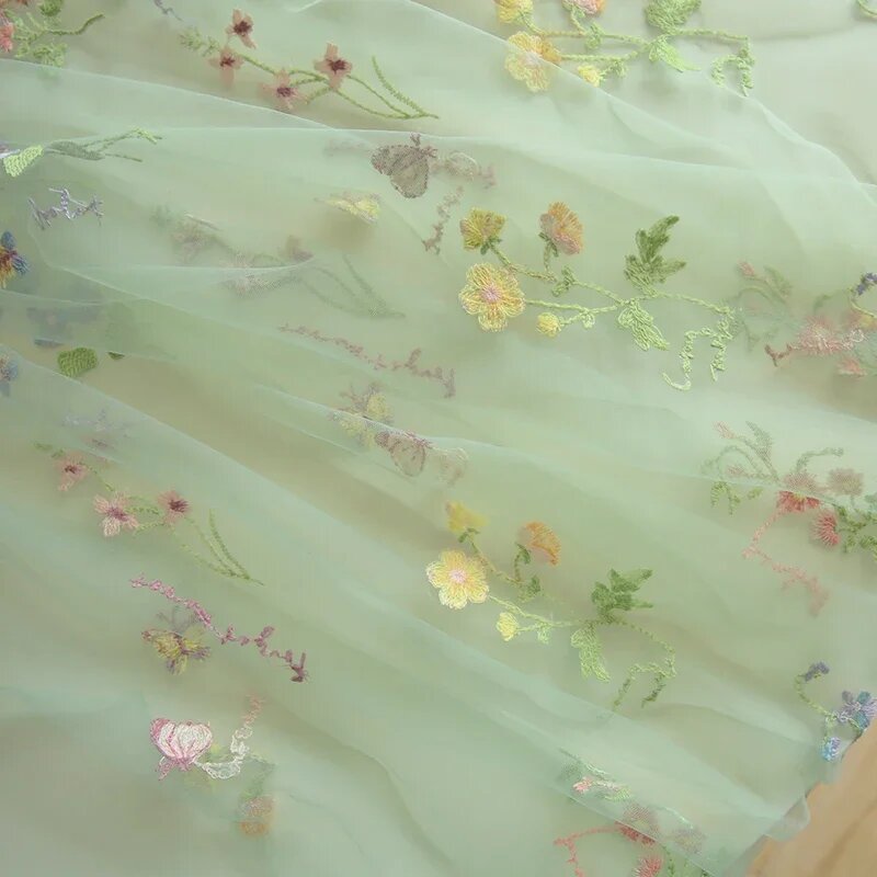 150x50 см пасторальный стиль, летняя вышитая цветочная ветка, сетчатая марлевая ткань, кружевная ткань, одежда «сделай сам», платье, ткань для шитья