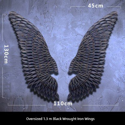 Настенный декор в индустриальном стиле лофт: ретро-крылья из железа для офиса, бара, модный фон для стены Черные очень