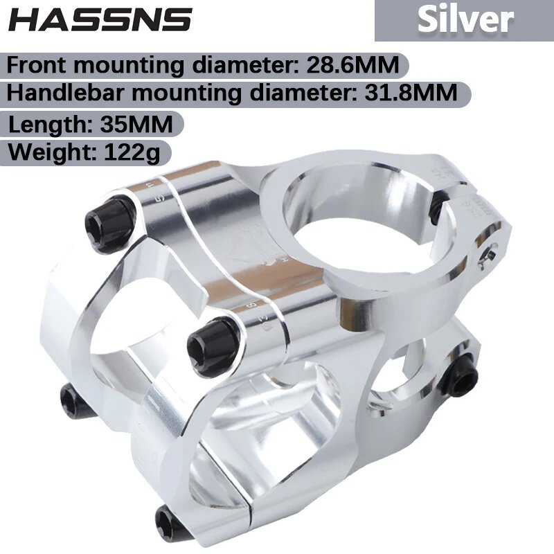 HASSNS Вынос руля MTB 31.8 мм алюминиевый Серебряный, Silver