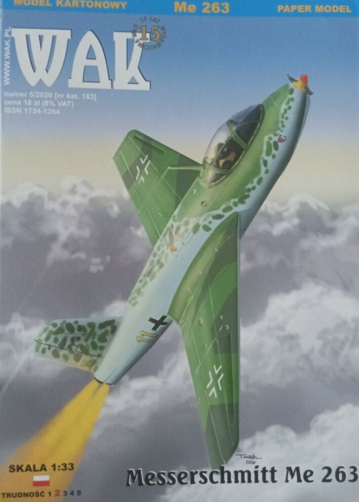 Сборная бумажная модель Истребитель Messerschmitt Me - 263 - WAK №5/20 (журнал)