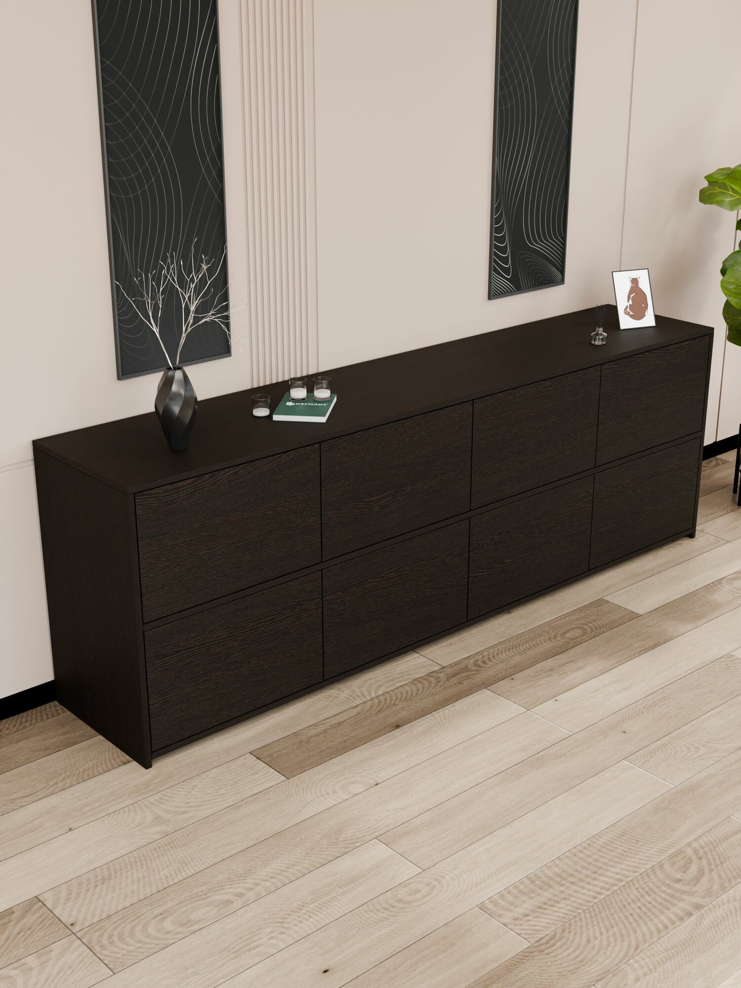 Изумлит Комод для белья и одежды Каллисто 200х66.8х40 см, венге