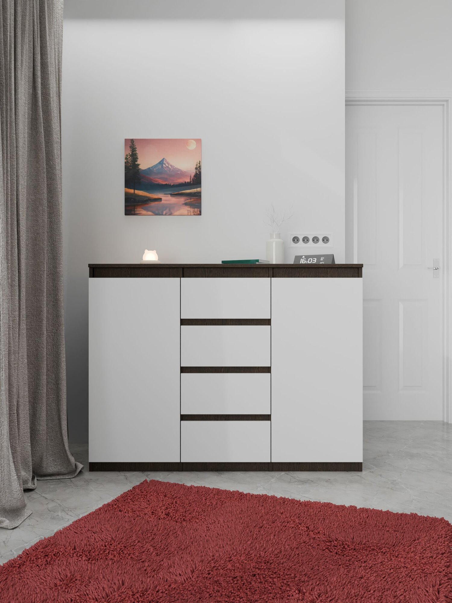 Комод для белья и одежды тоскана, 120х91х50.4 см, венге-белый