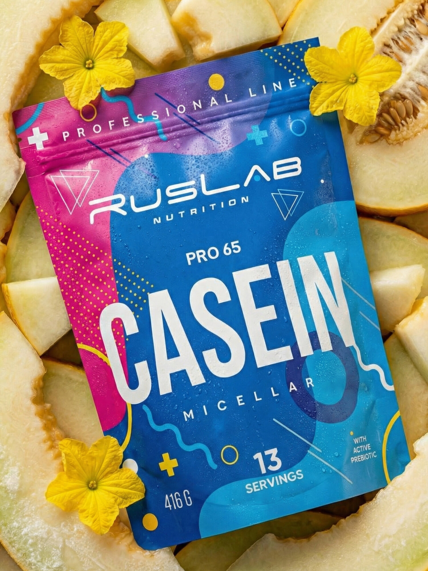 Micellar CASEIN PRO 65, казеиновый протеин, белковый коктейль (800 гр), спелая дыня