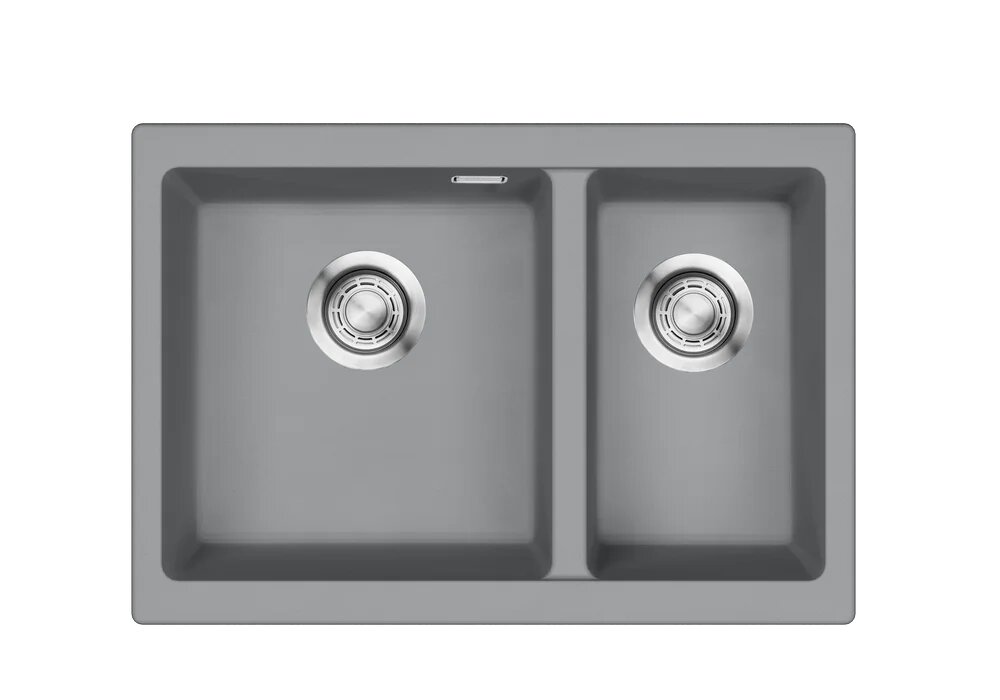 Мойка кухонная Emar Quartz EMQ-2665. PL Алмаз кварцевая, 66x46, прямоугольная, мойка для кухни, под столешницу, серая, матовая