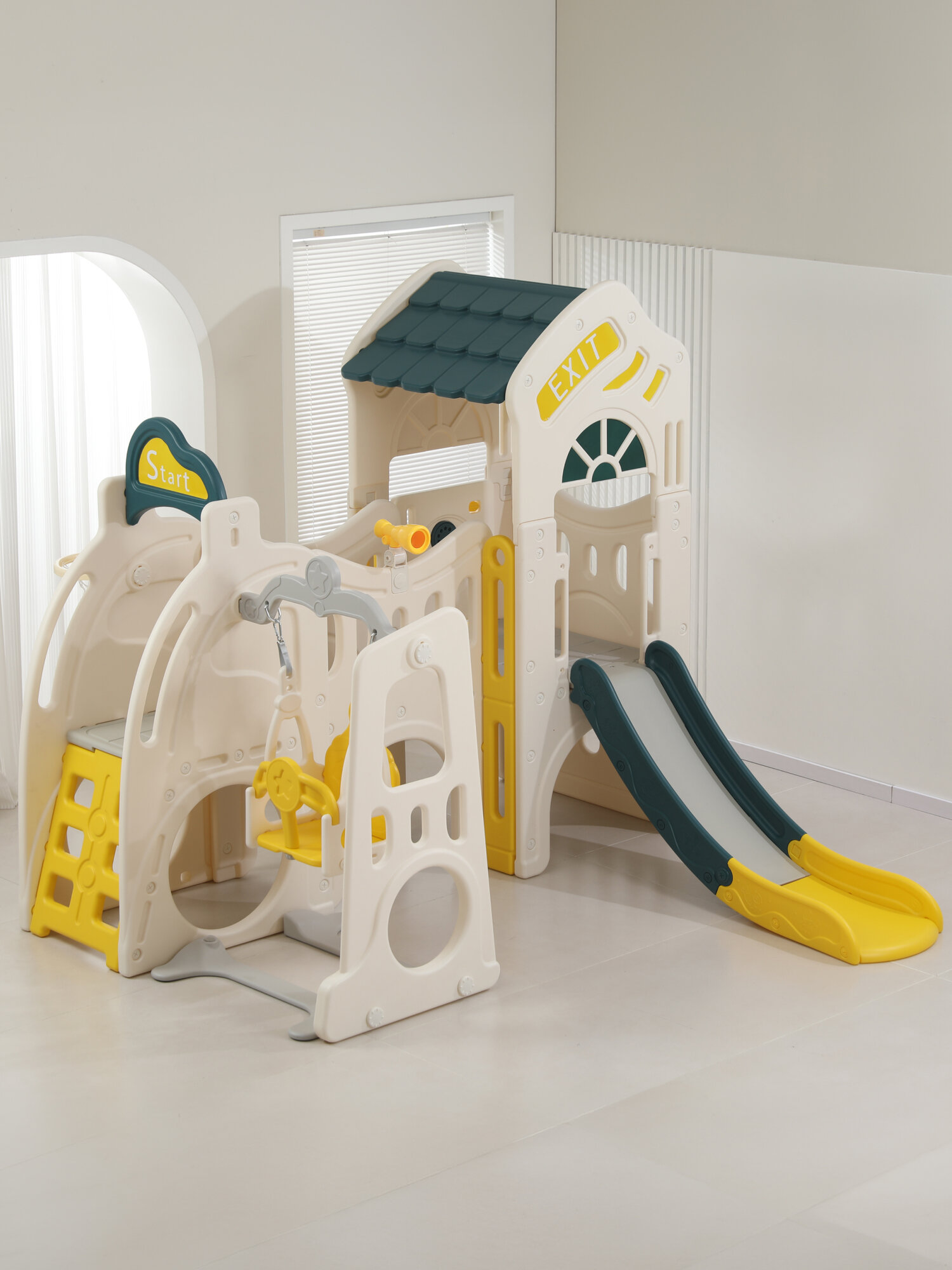 Игровой комплекс для детей с горкой и качелями UNIX Kids Playhouse / Игровой домик для дома и улицы