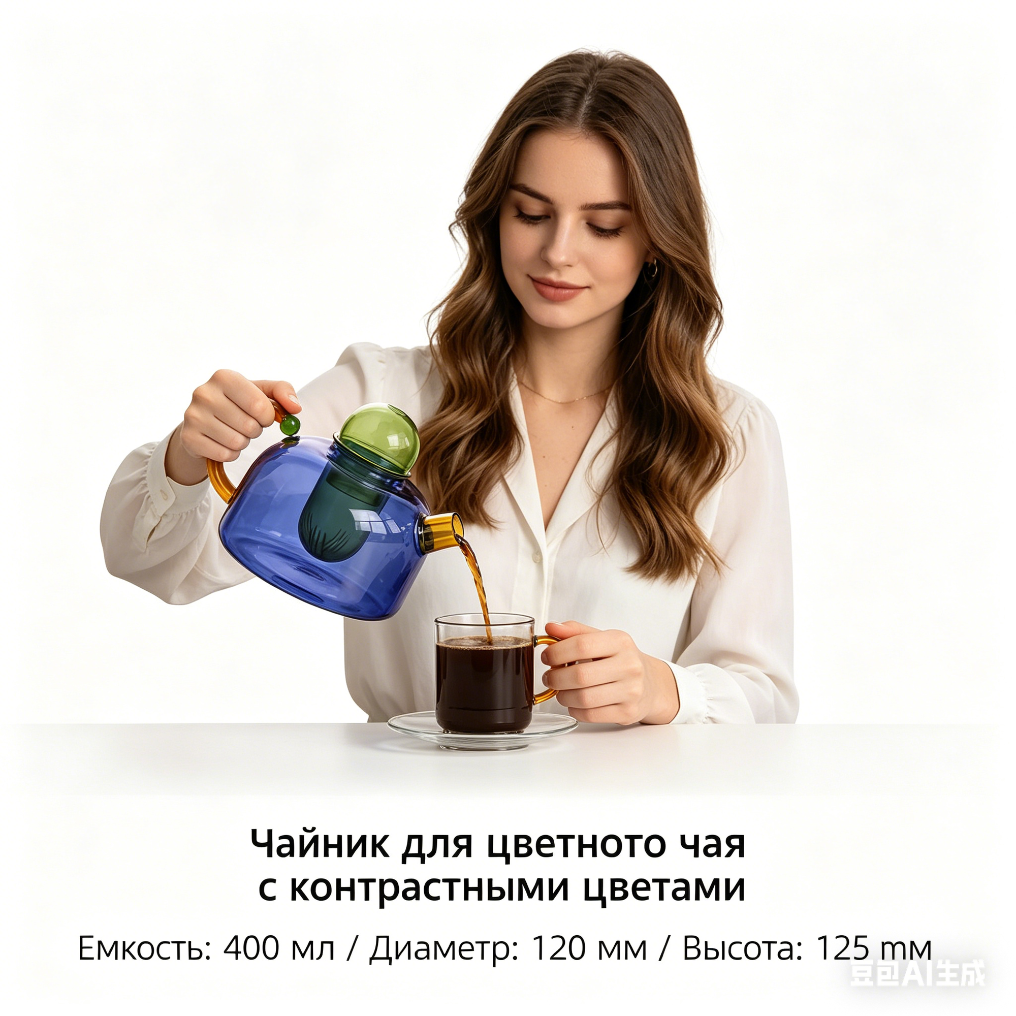 КофеЧайник, стекло, цветной, экологичный, 400мл, синий/зелёныйчайник не впитывает запахи и легко моется