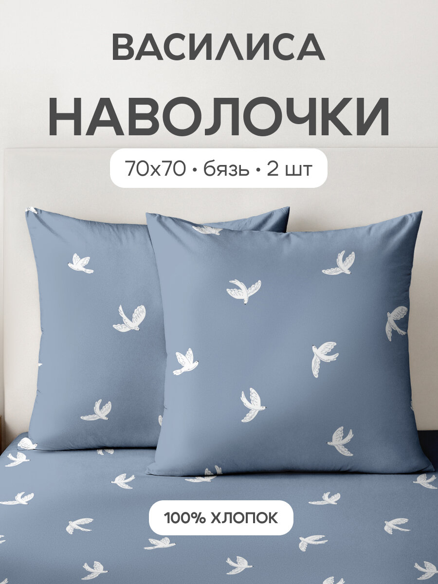 Комплект наволочек Василиса 70х70 см, 2 шт, Бязь, хлопок 100%, Абрис