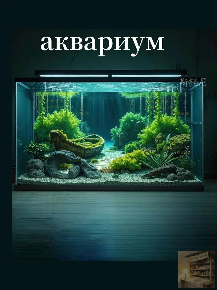 Фон для аквариума Декорации Составление ландшафта из водорослей,60x40см