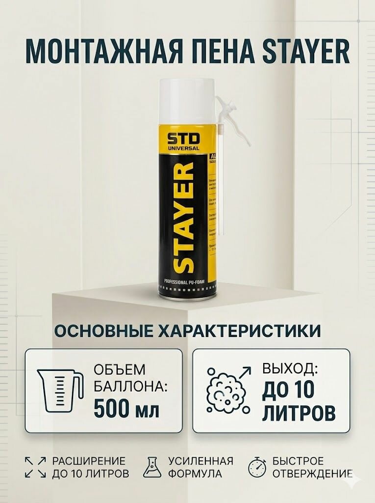 Пена монтажная, адаптерная, всесезонная, 500мл
